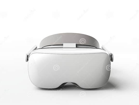 Front View of a White Virtual Reality Headset on a White Background ...