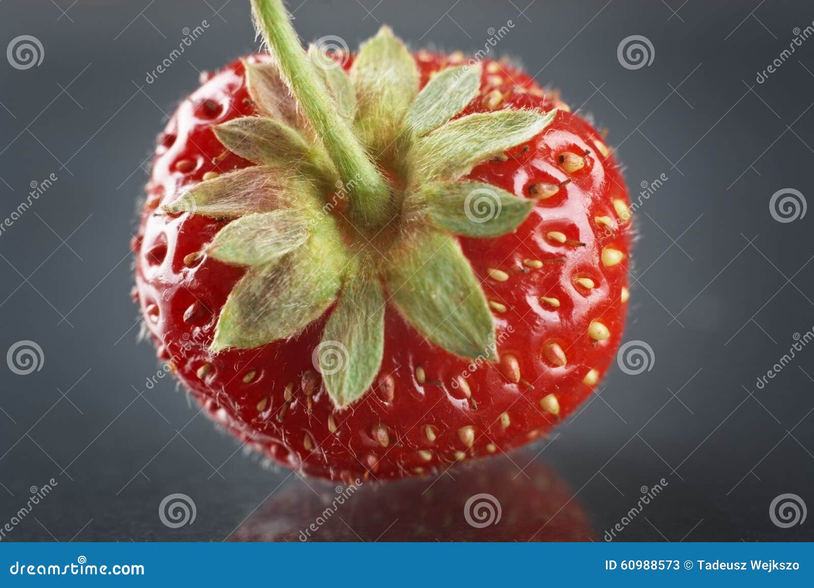 Front View of Whole Strawberry on Natural Dark Background Stock Image ...