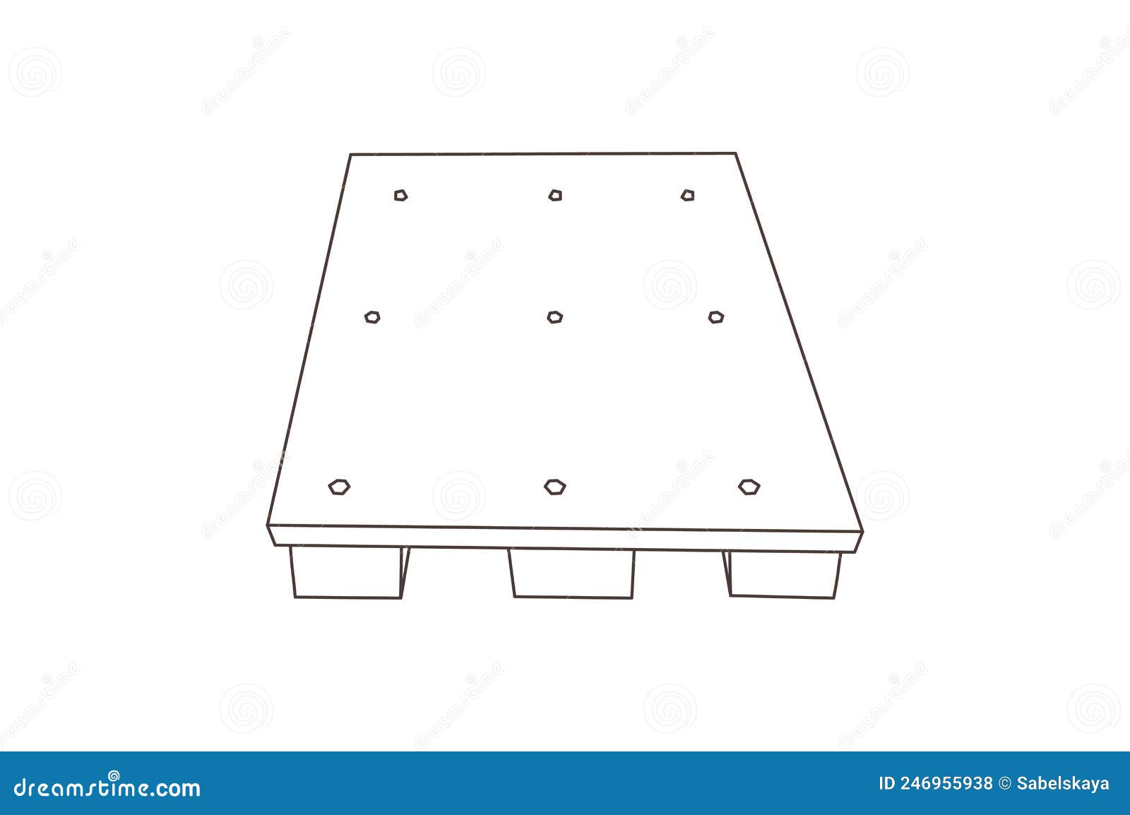 Front View of Wood Solid Pallet in Linear Illustration, Isolated on ...