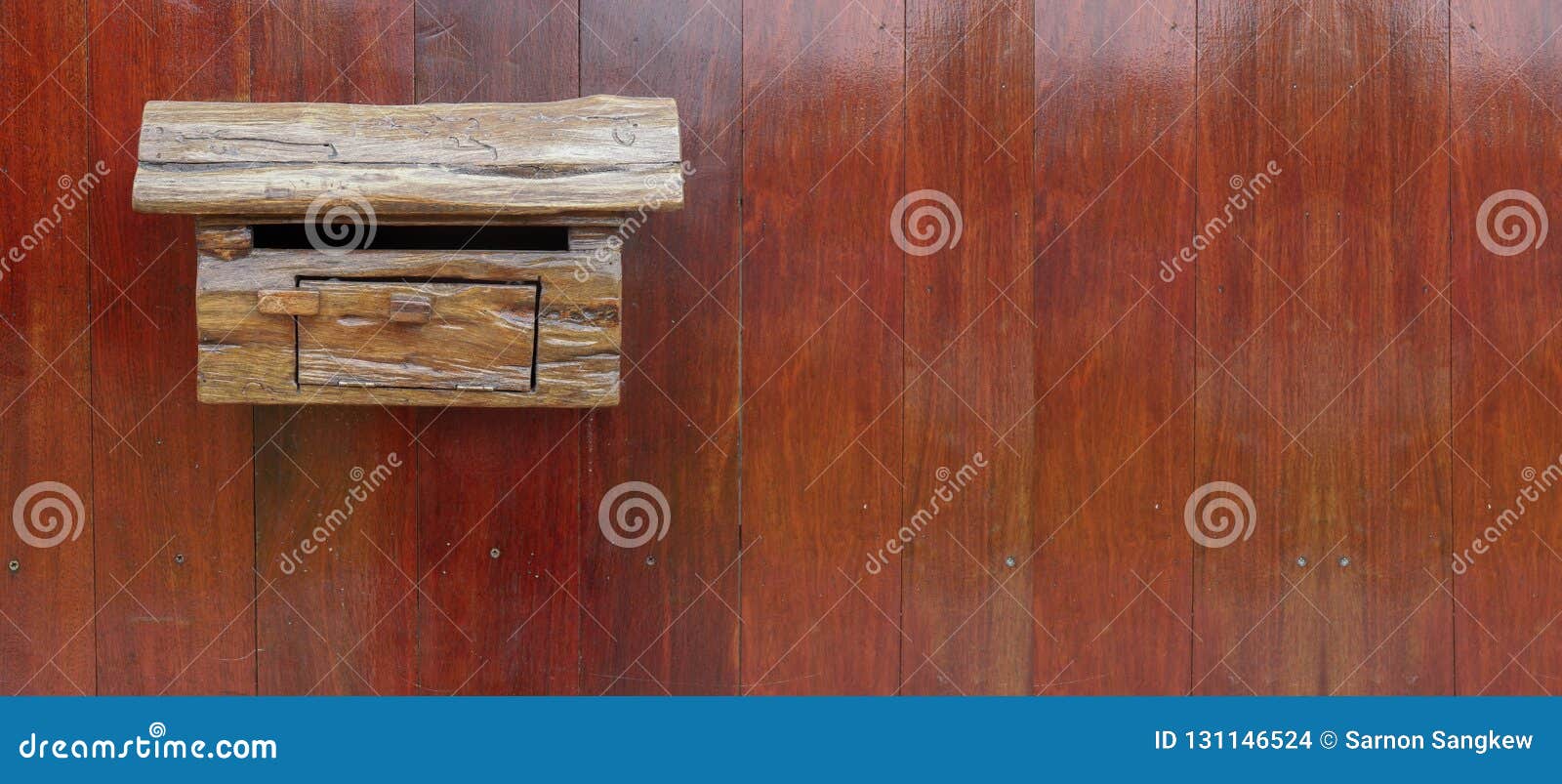 Front View Wooden Mailbox on Wooden Wall Background,copy Space Stock ...