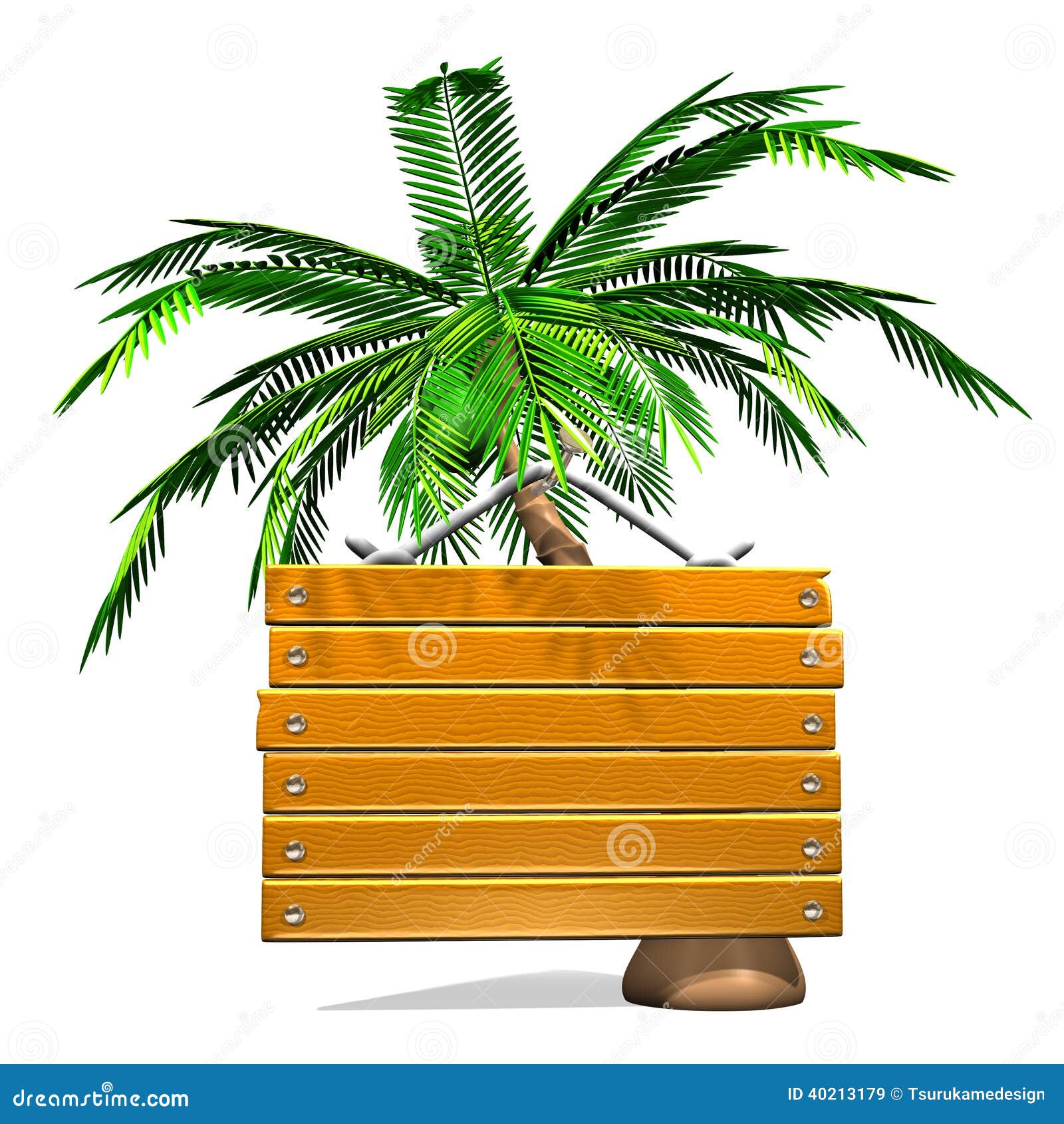 Front View of Wooden Message Board with Palm Tree Stock Illustration ...