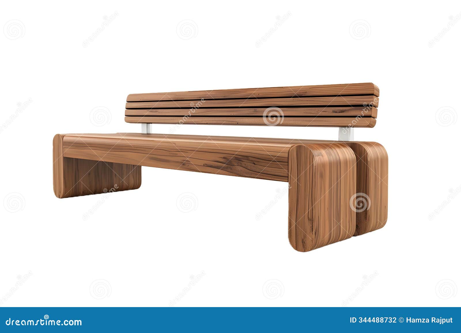 Front View of Wooden Park Bench, Park Bench, Isolated on White ...