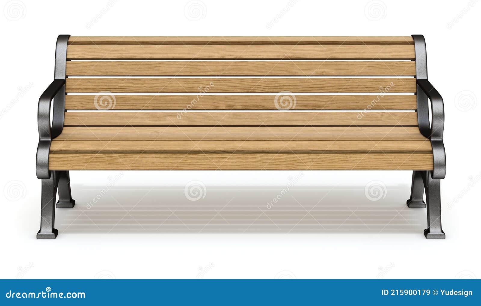 Front View of Wooden Park Bench Stock Illustration - Illustration of ...