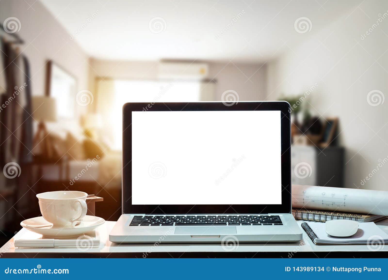 Front View Workspace with Computer, Stock Photo - Image of black, loft ...