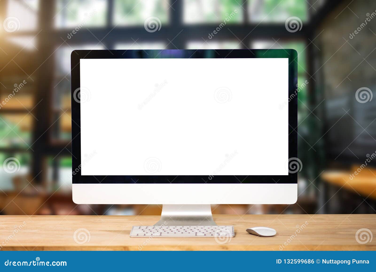 Front View Workspace with Computer, Stock Photo - Image of education ...