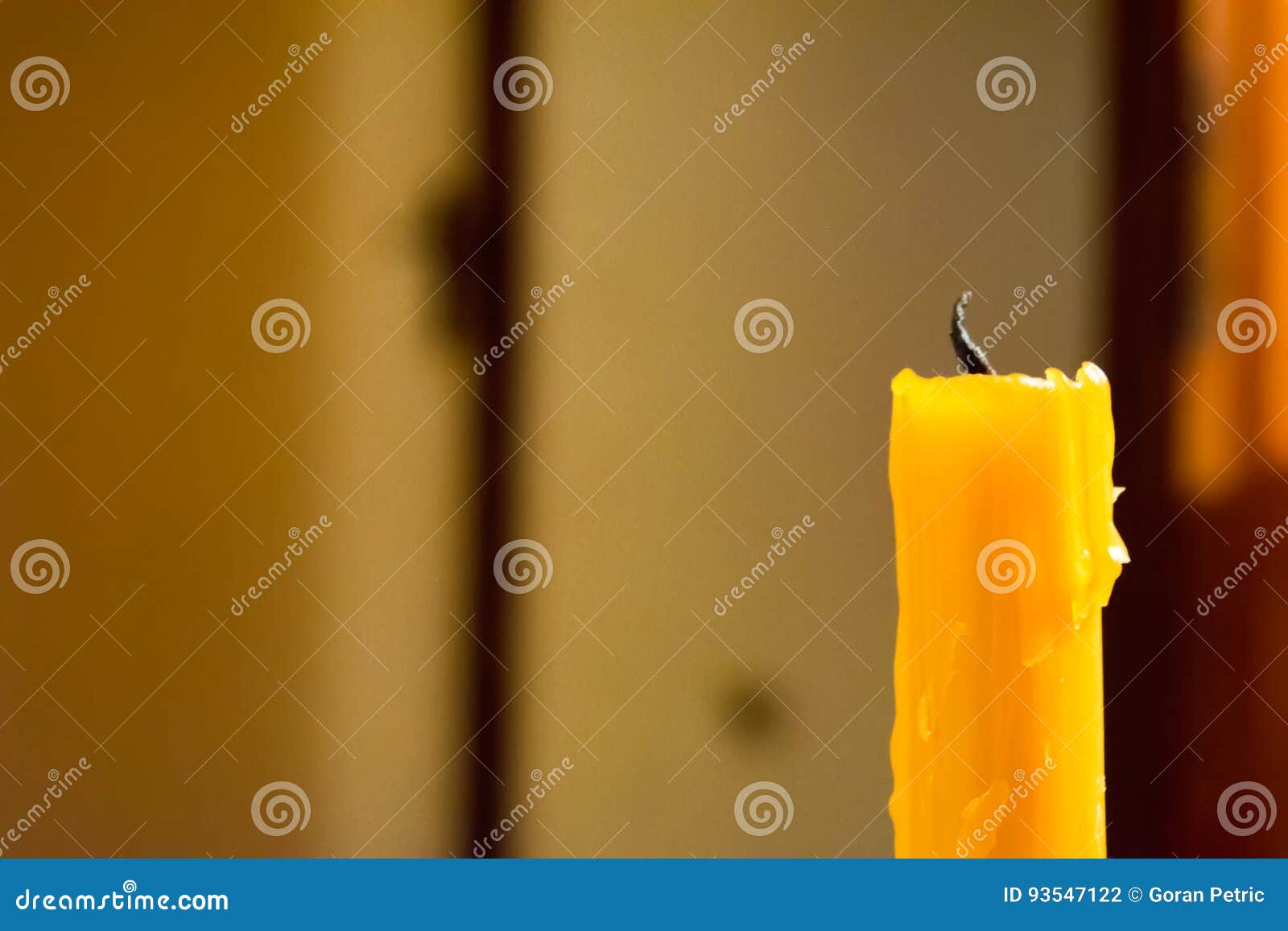 The Front View of the Yellow Candle is Extinguished Stock Photo - Image ...