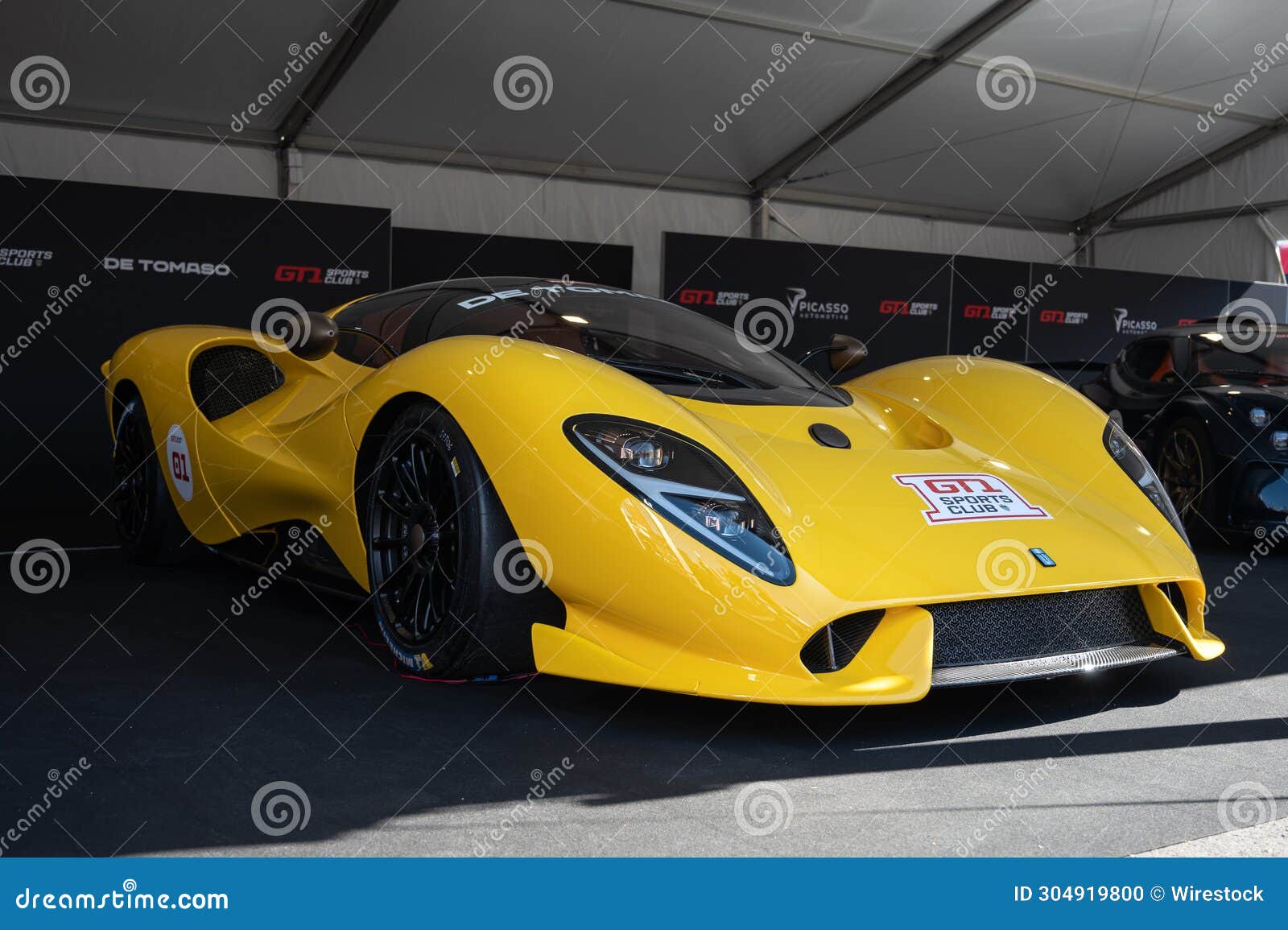 Front View of the Yellow De Tomaso P72 GT1 Stock Photo - Image of ...