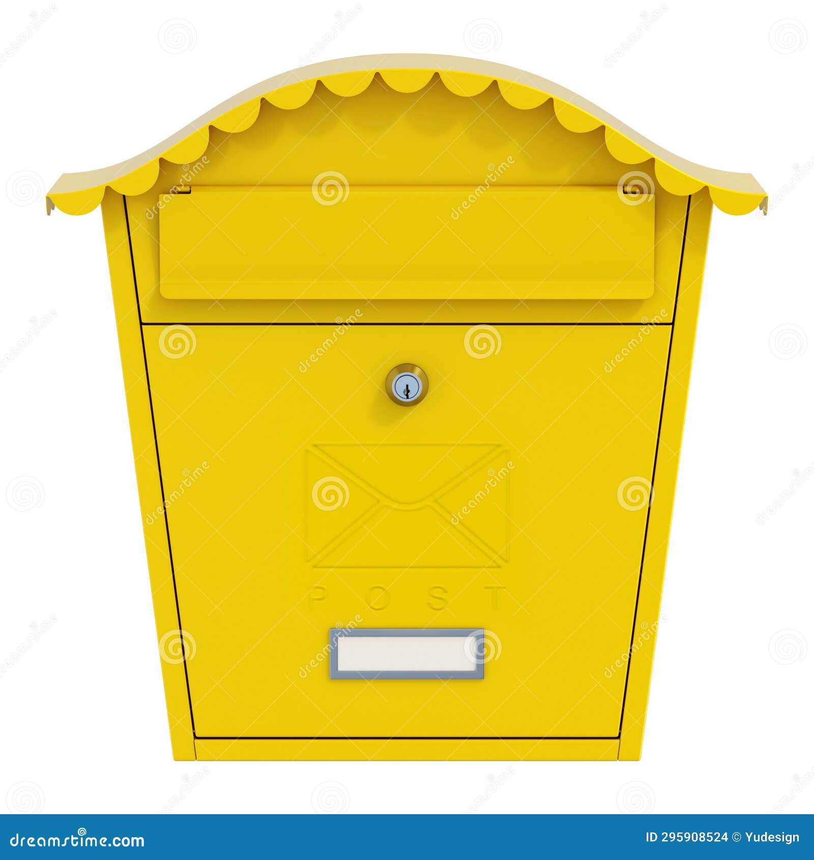 Front View of Yellow Mailbox Stock Illustration - Illustration of wall ...