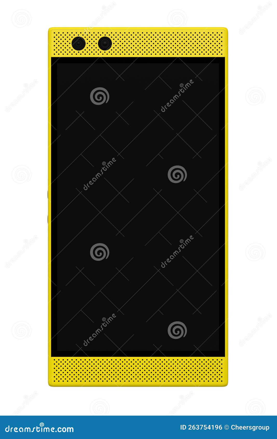 Front View of Yellow Smartphone with Empty Screen, Concept of Mobile ...