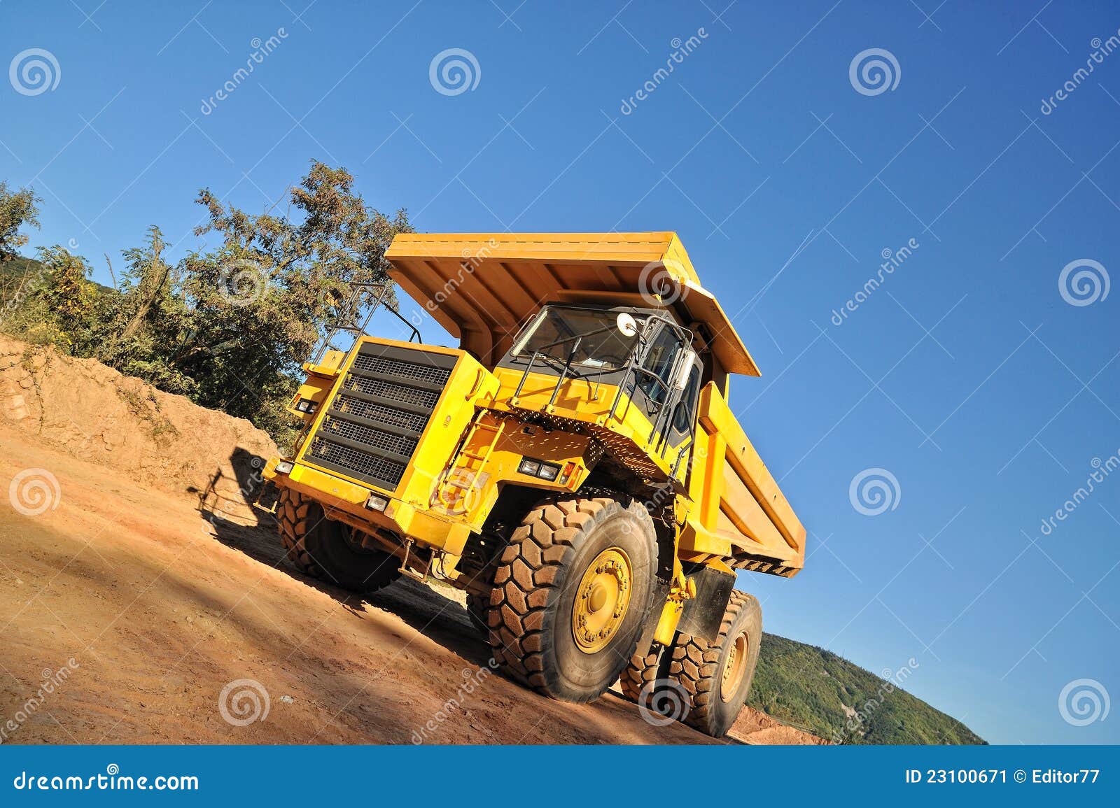 Front View of Yellow Tipper Truck Stock Image - Image of construction ...