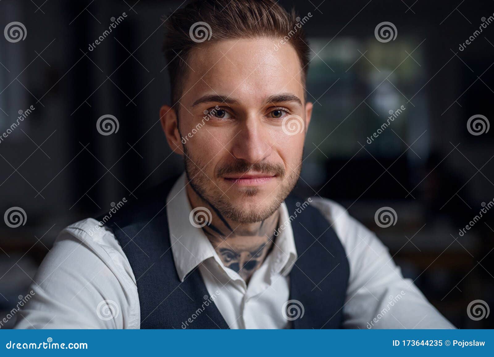 A Front View of Young Businessman Indoors in Office. Stock Image ...