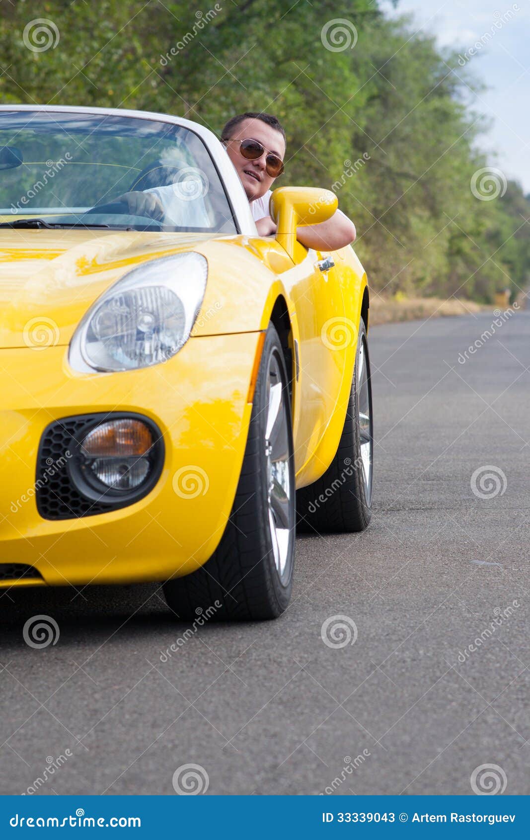 Front View of a Young Driver Stock Image - Image of glamour, road: 33339043