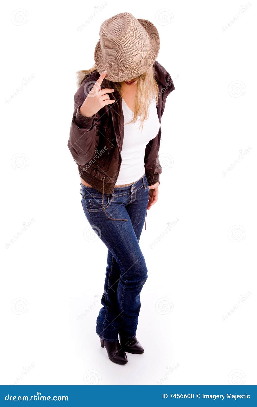 Front View of Young Female Wearing Hat Stock Photo - Image of model ...