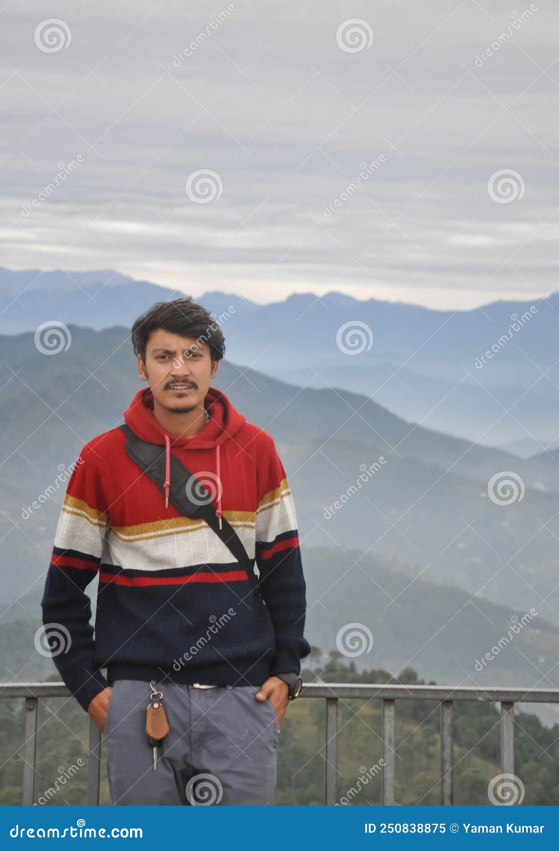 Front View of a Young Guy Looking at Camera, Posing with Hands in ...