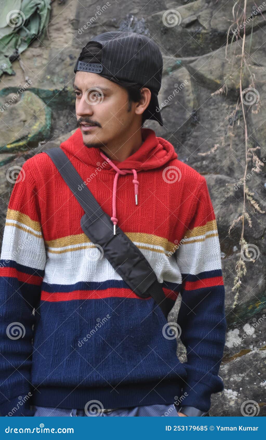 Front View Of A Young Guy With Wearing Cap Backwards Stock Image Image Of Casual Asia 253179685