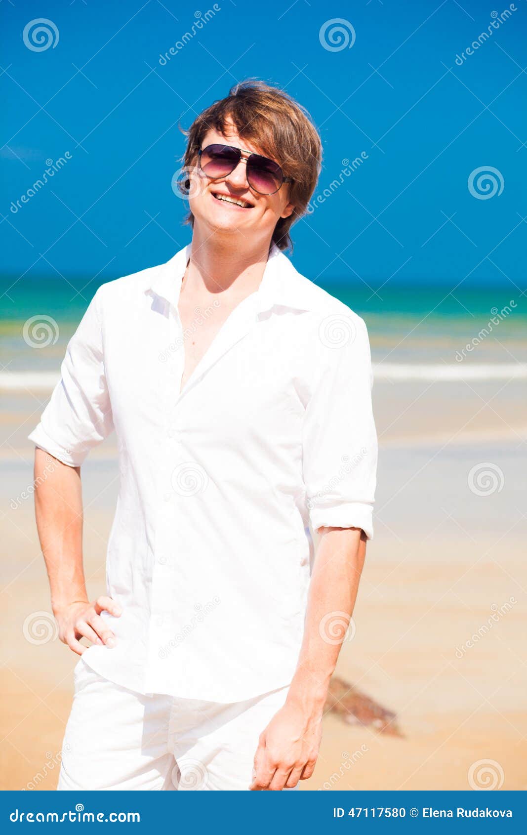Front View Young Handsome Man Smiling in Stock Photo - Image of life ...