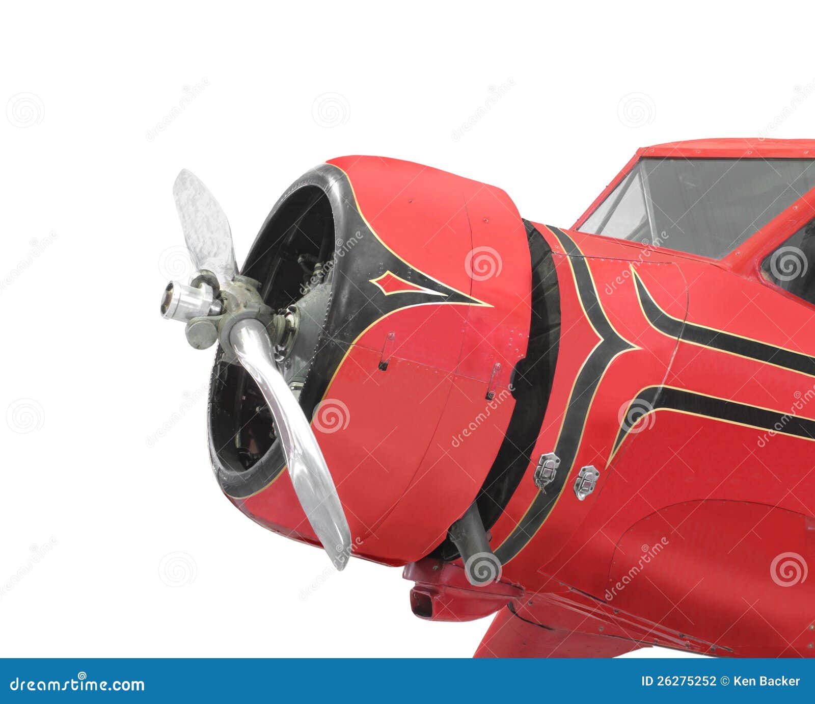 : Front of a Vintage Red Small Airplane Isolate. Stock Photo - Image of ...