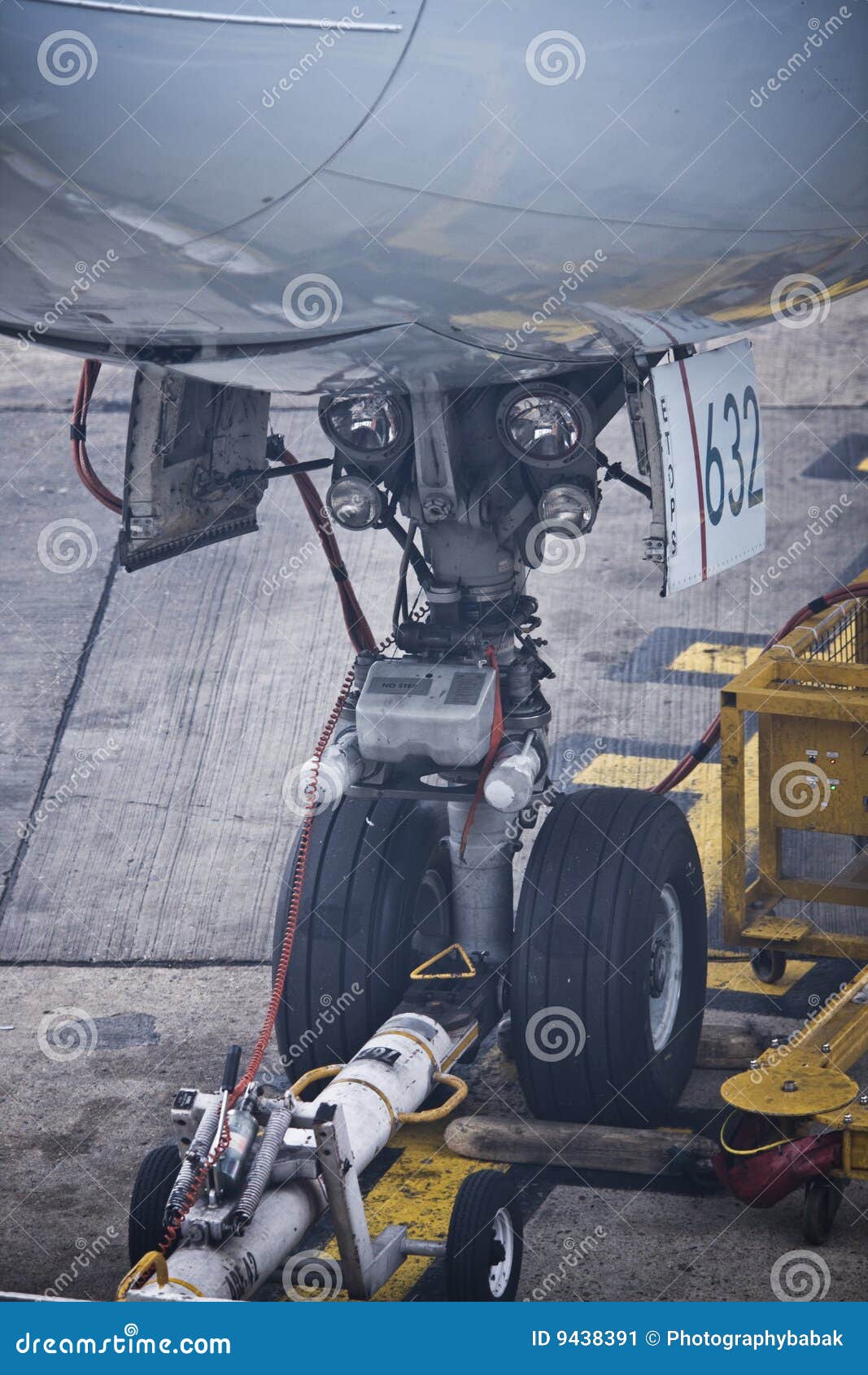 Front wheel of aircraft stock image. Image of close, landing - 9438391