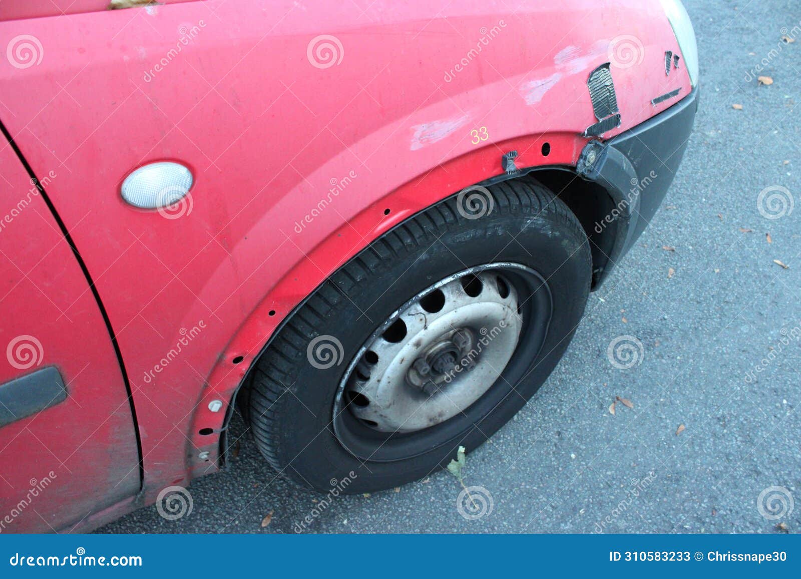 Front Wheel Arch from Red Van with Missing Arch Guard Stock Image ...