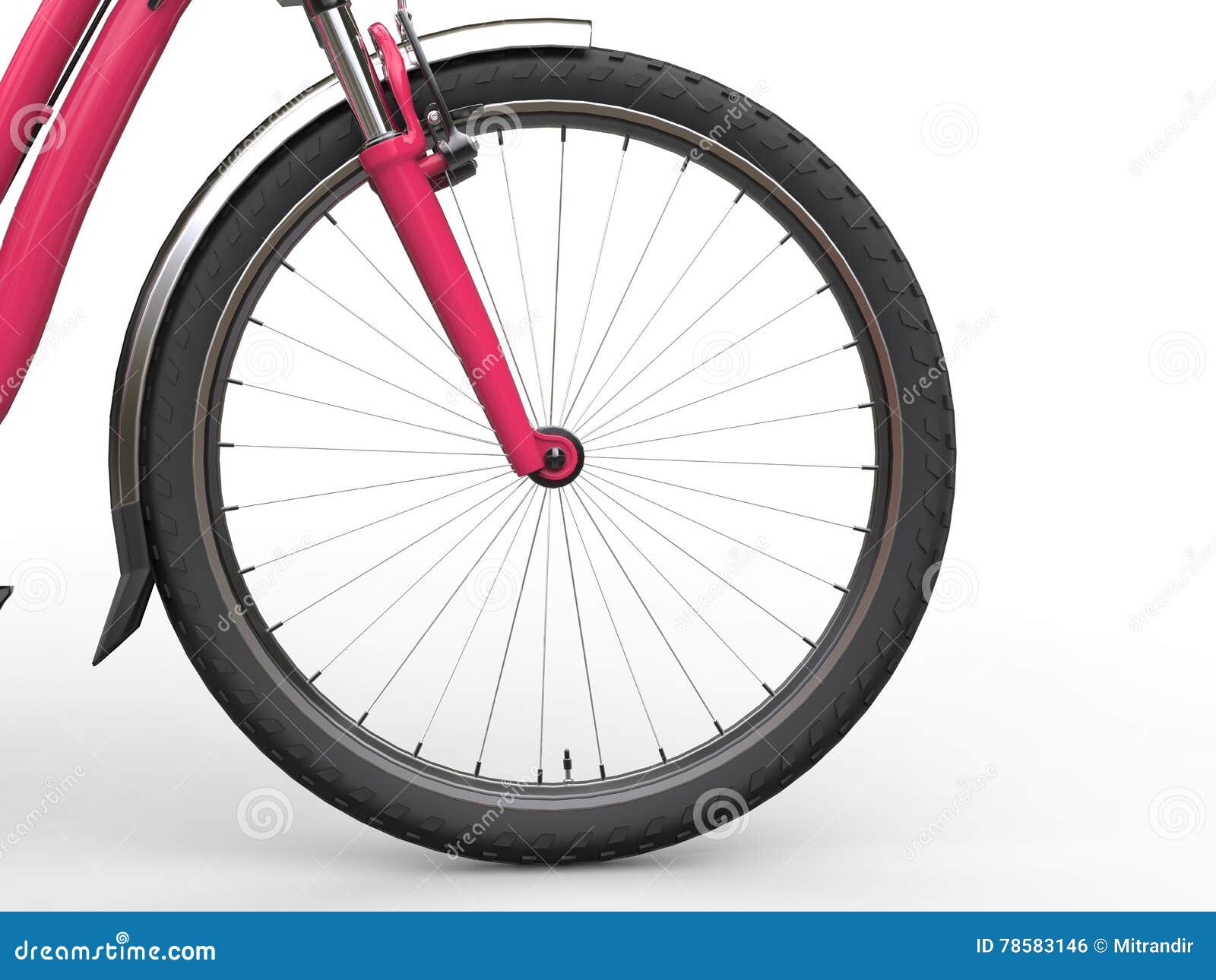 Front Wheel of a Bicycle - Warm Pink Paint Stock Illustration ...