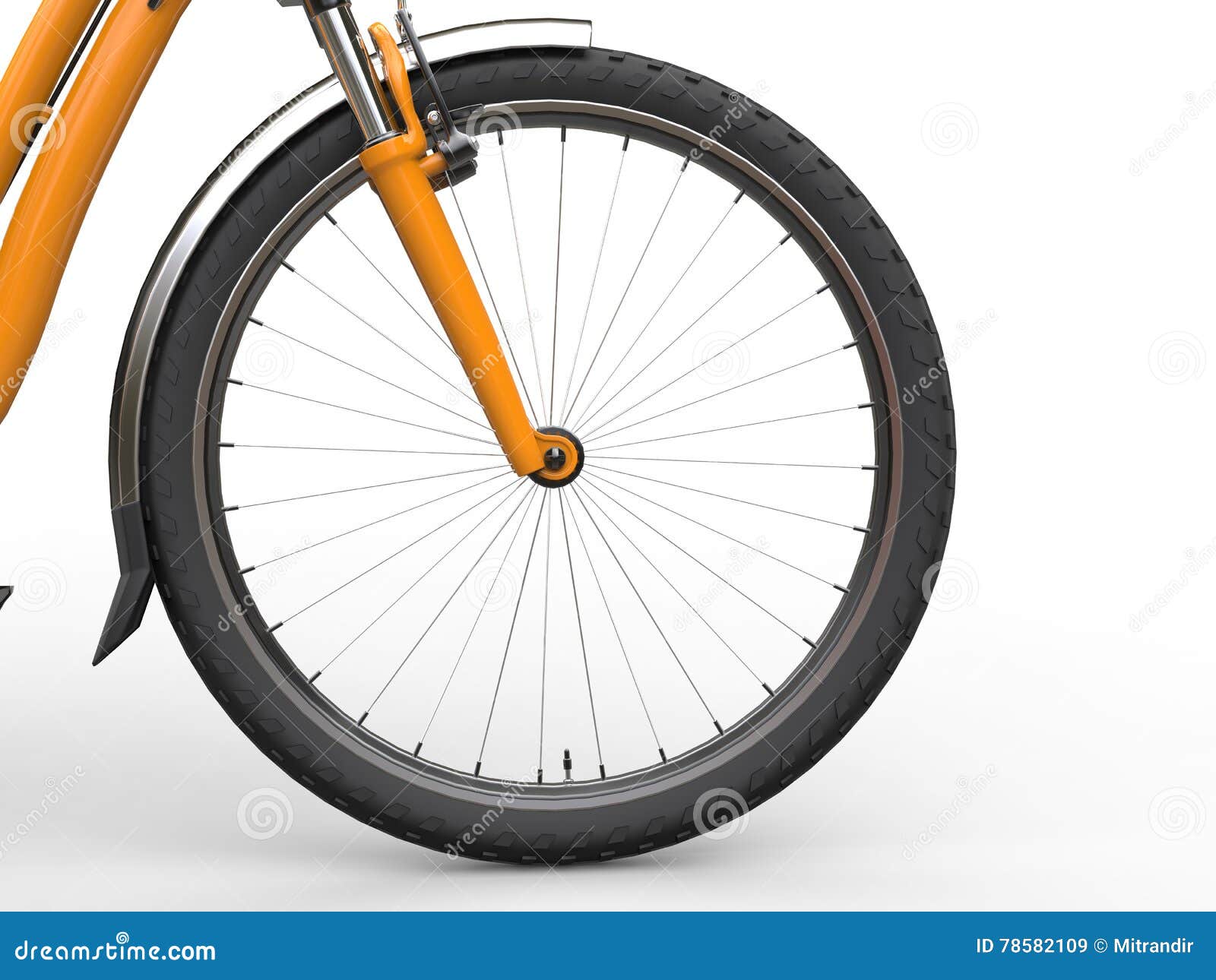 Front Wheel of a Bicycle - Yellow Paint Stock Illustration ...