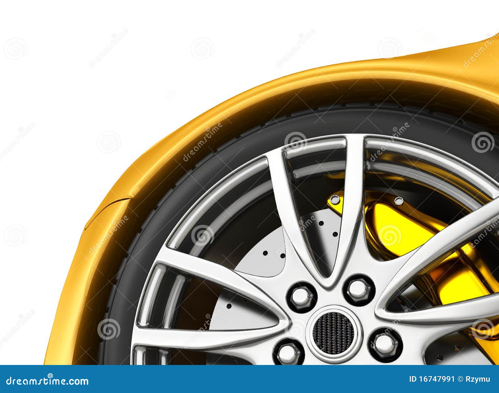 Front Wheel of a Bright Yellow Car Stock Illustration - Illustration of ...