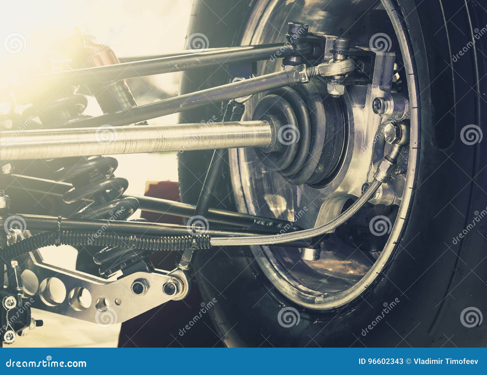 Front Wheel of Drive Car with New Tire and Shock Absorber Stock Image ...