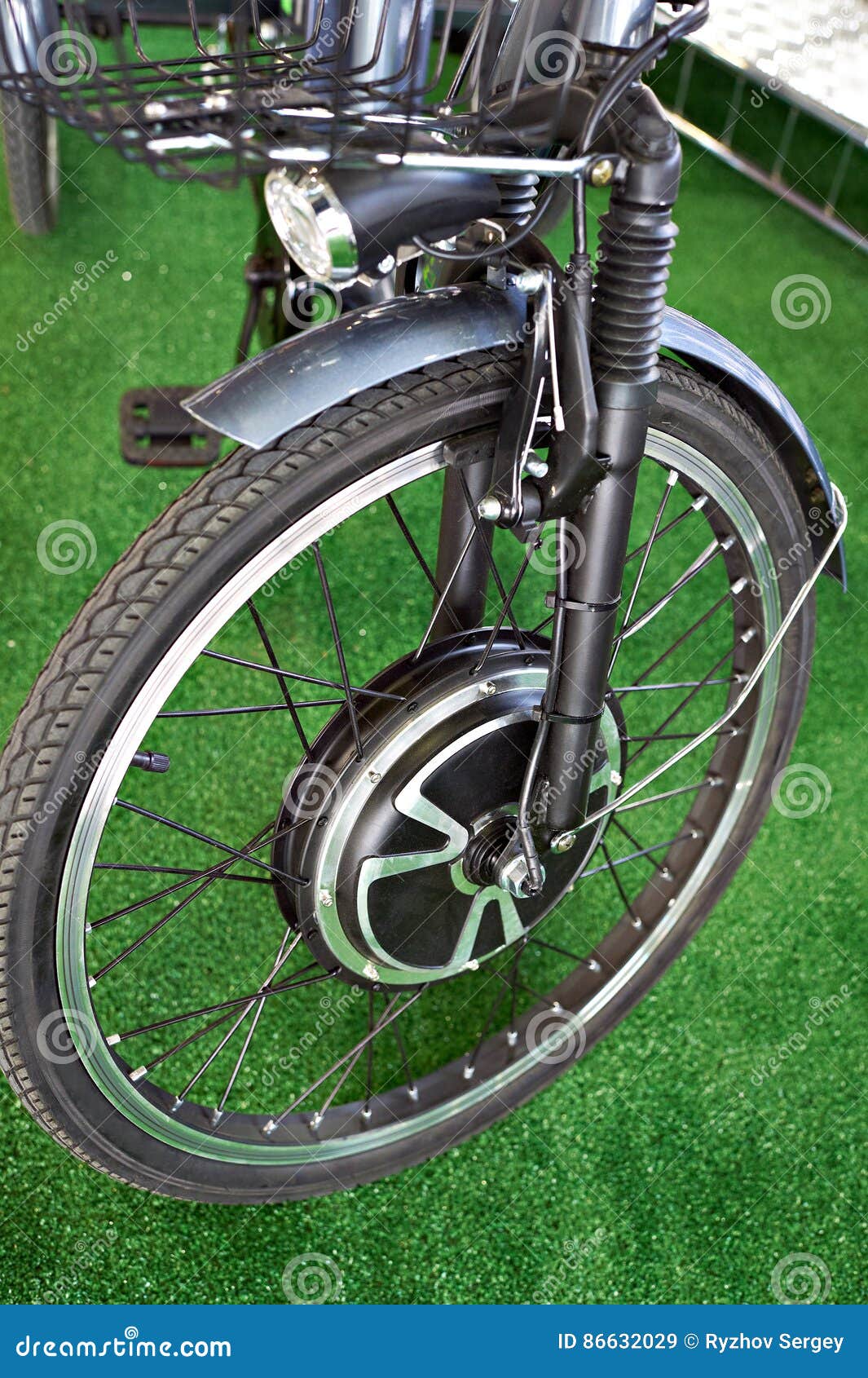 Front Wheel Electric Bike with Engine Stock Image - Image of sport ...
