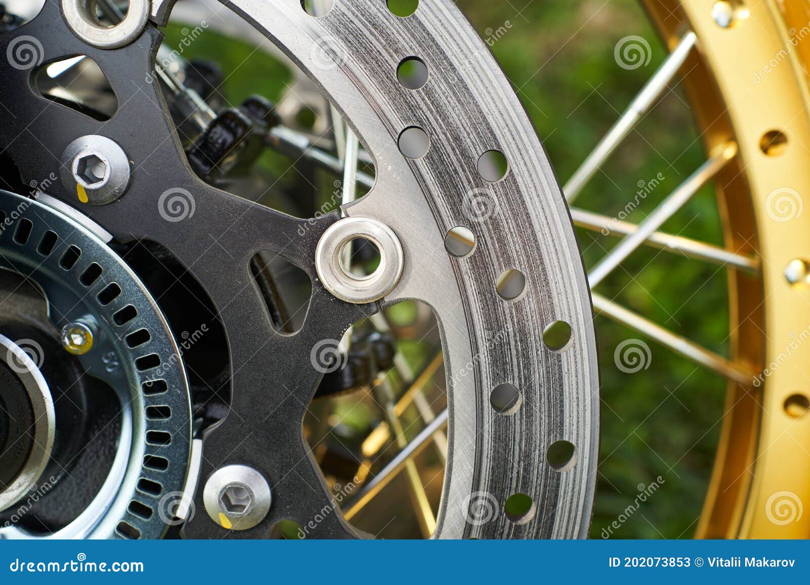 The Front Wheel of a Modern Motorcycle. Close Up Stock Image - Image of ...