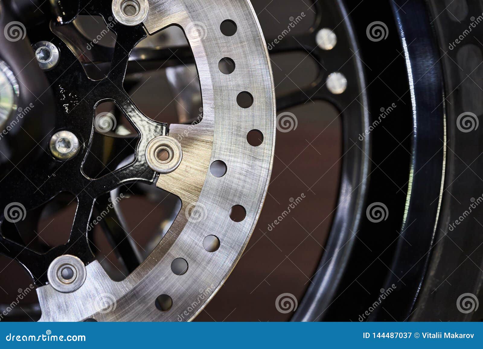 The Front Wheel of a Modern Motorcycle Stock Image - Image of highway ...