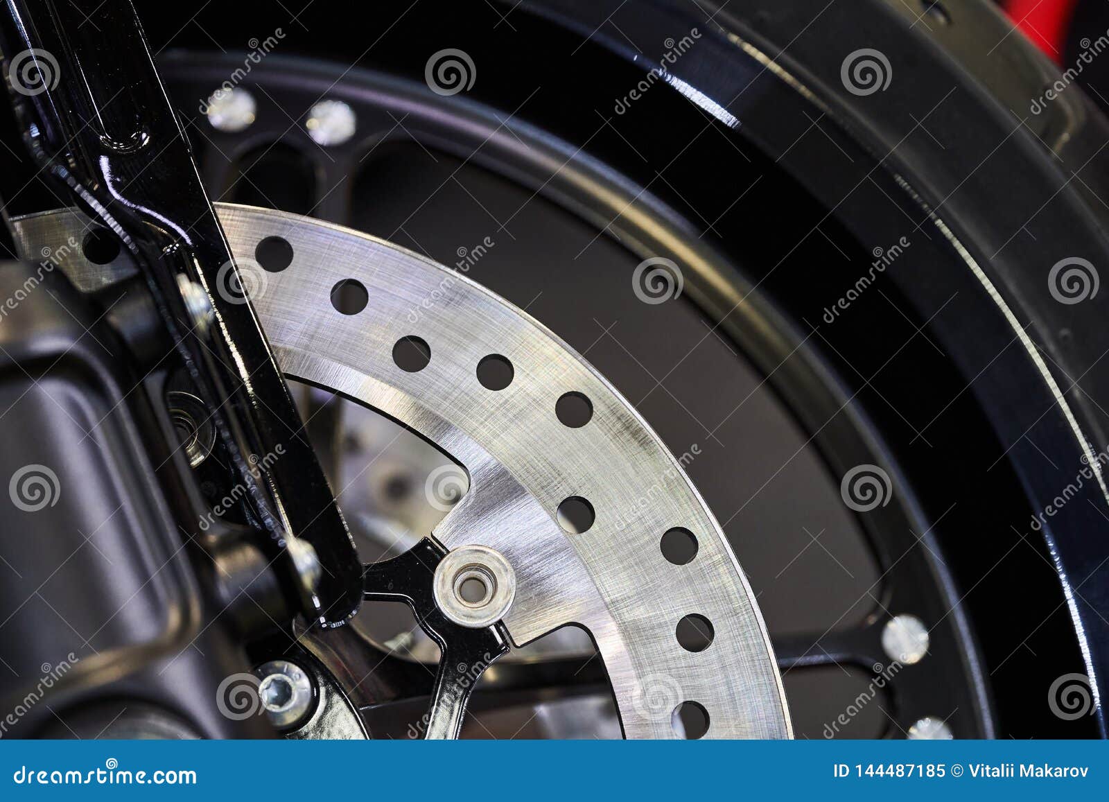 The Front Wheel of a Modern Motorcycle Stock Image - Image of road ...