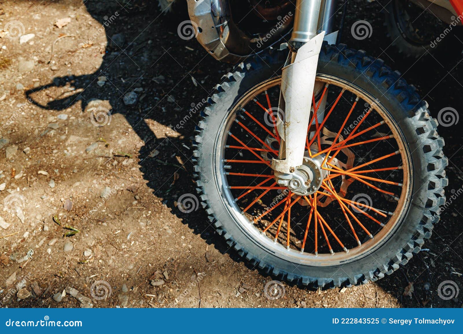 The Front Wheel of Motocross Close Up Stock Image - Image of black ...