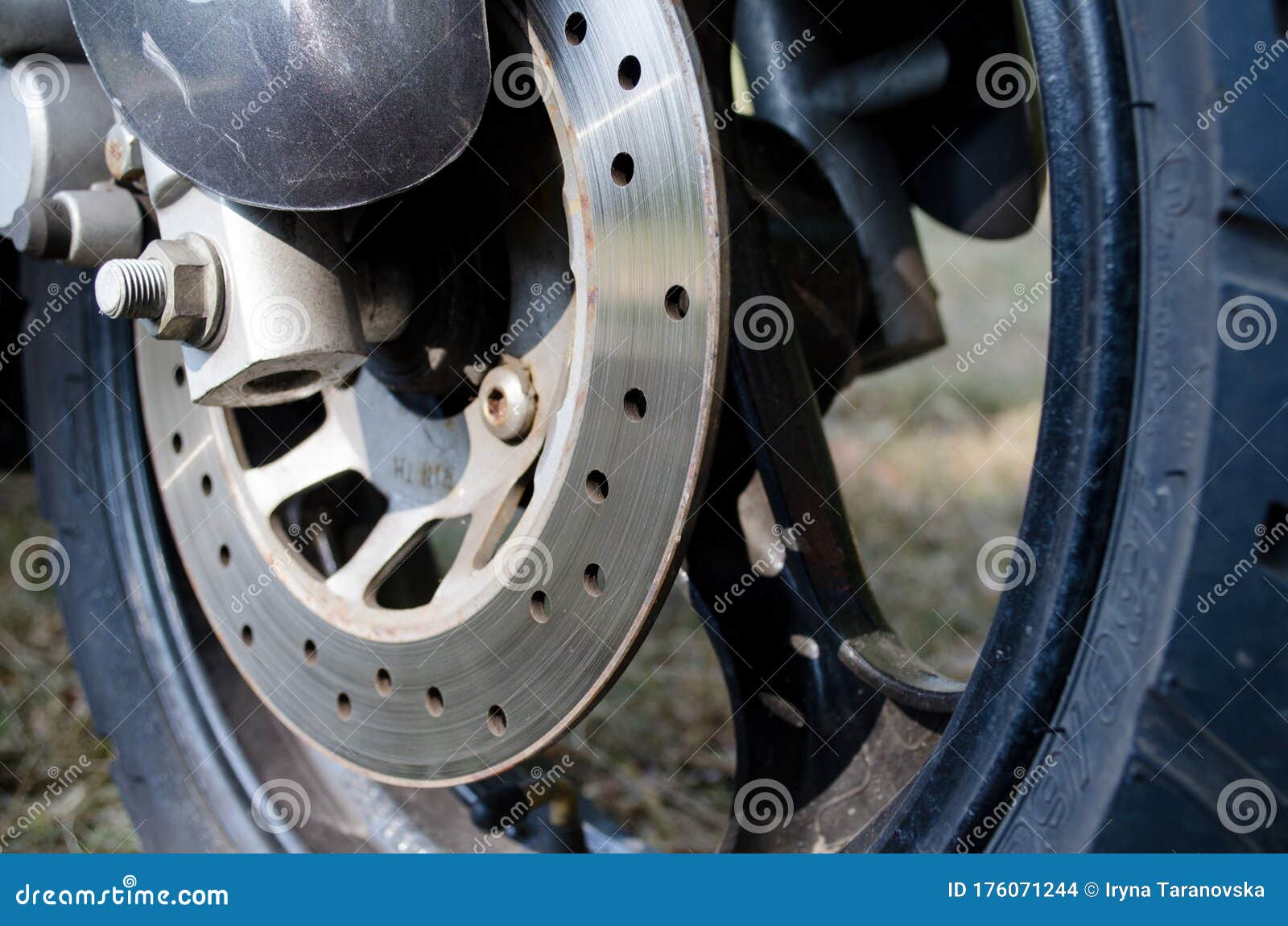Front Wheel with Motorcycle Disc Brake Stock Photo - Image of cycles ...