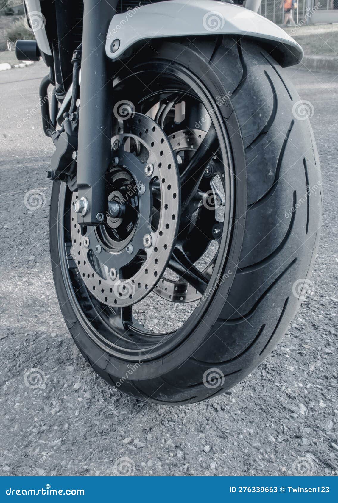 Front Wheel Motorcycle for Racing on Road in City Stock Image - Image ...