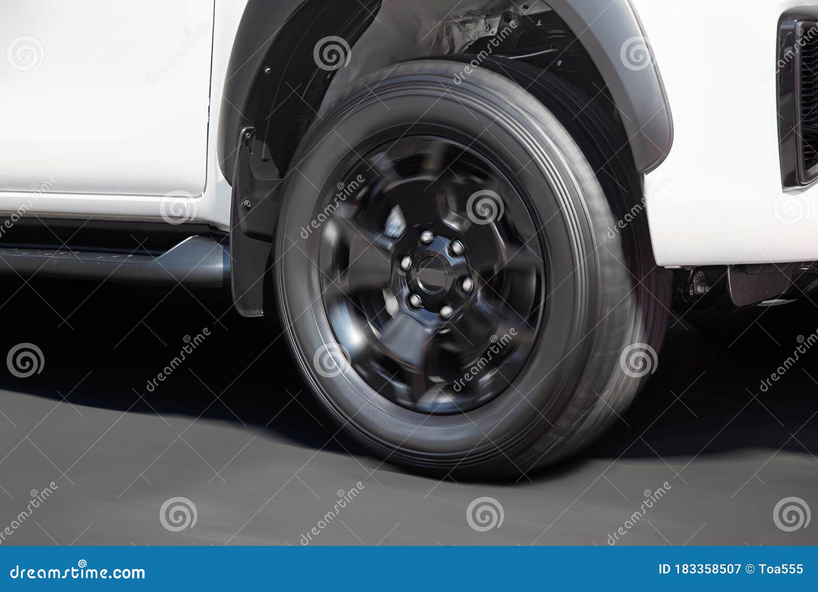 Front Wheel SUV Car on Road Stock Image - Image of suspension ...