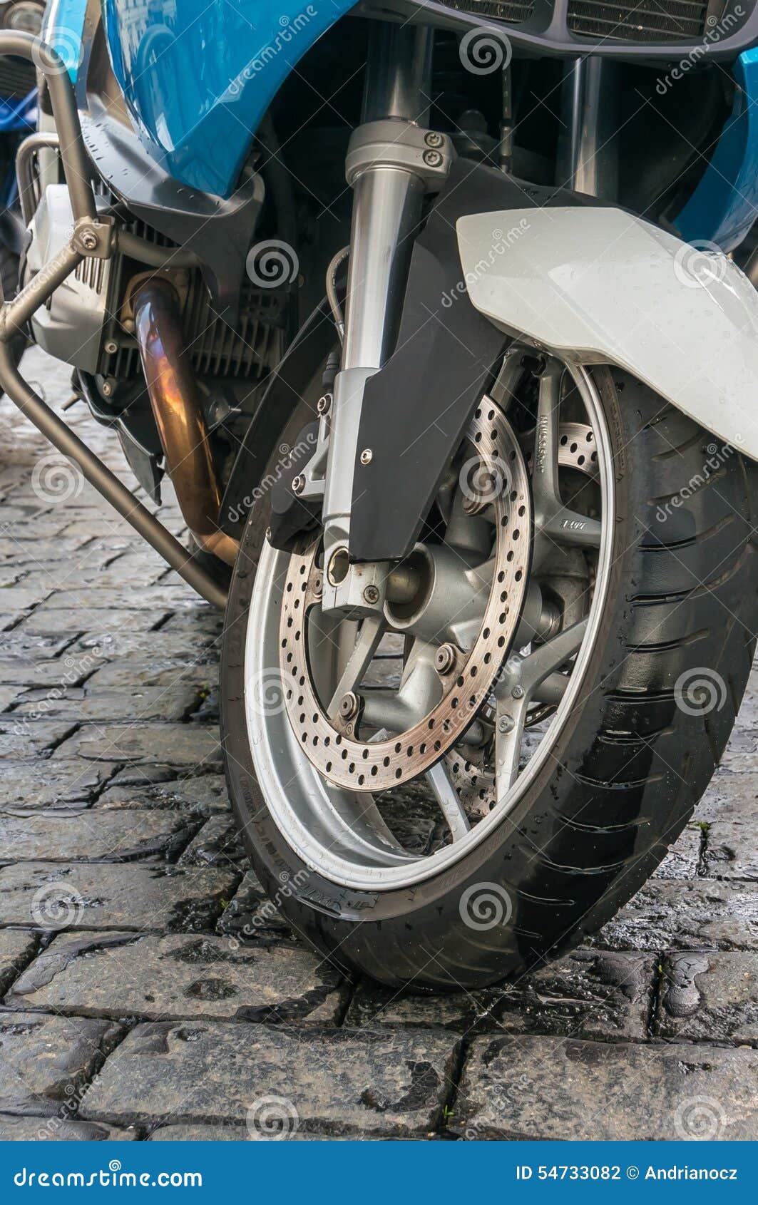 The Front Wheel and Tire of a Motorcycle Stock Photo - Image of ...