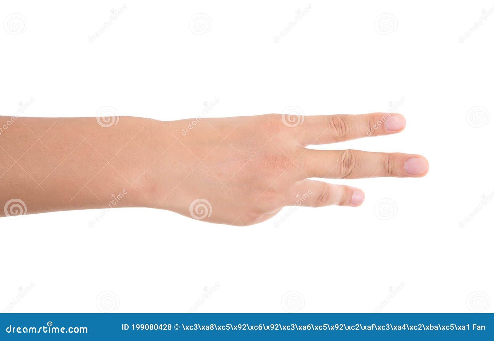 In Front of White Background, a Hand Stretches Out Fingers To Make a ...