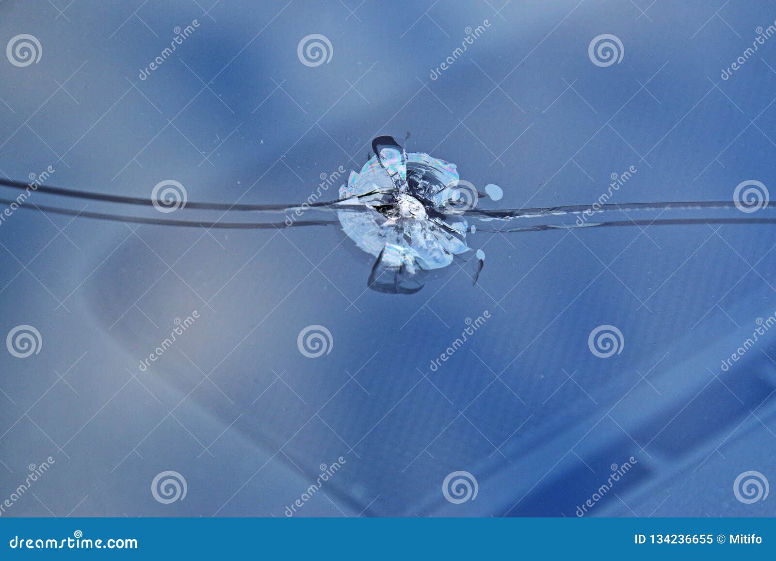 Glass Damage from Stone Chips in the Windscreen Stock Image - Image of ...