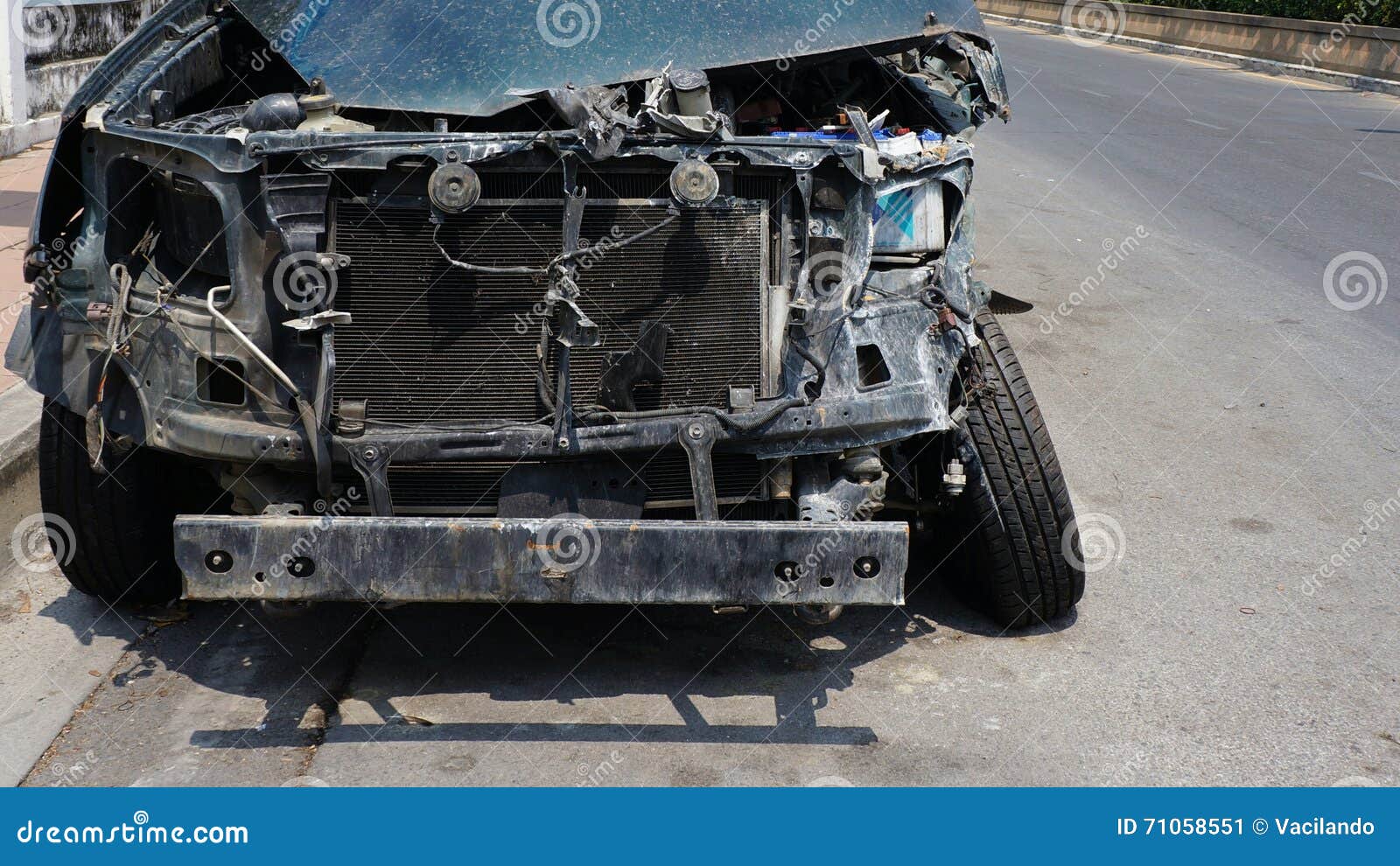 Front of Wrecked Car with Destroyed Body Stock Image - Image of fender ...