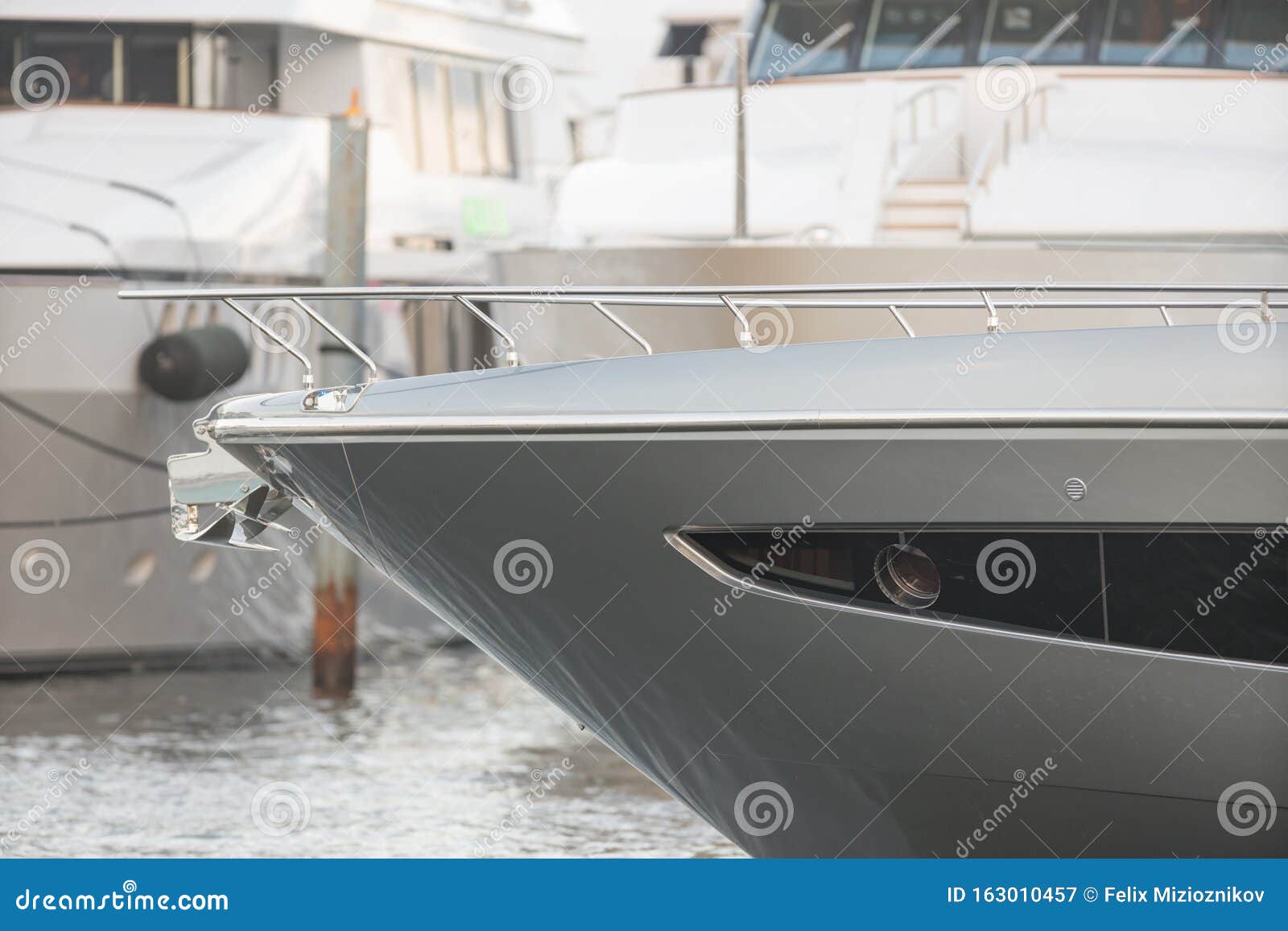 Front of a Yacht in the Water Stock Image - Image of front, closeup ...