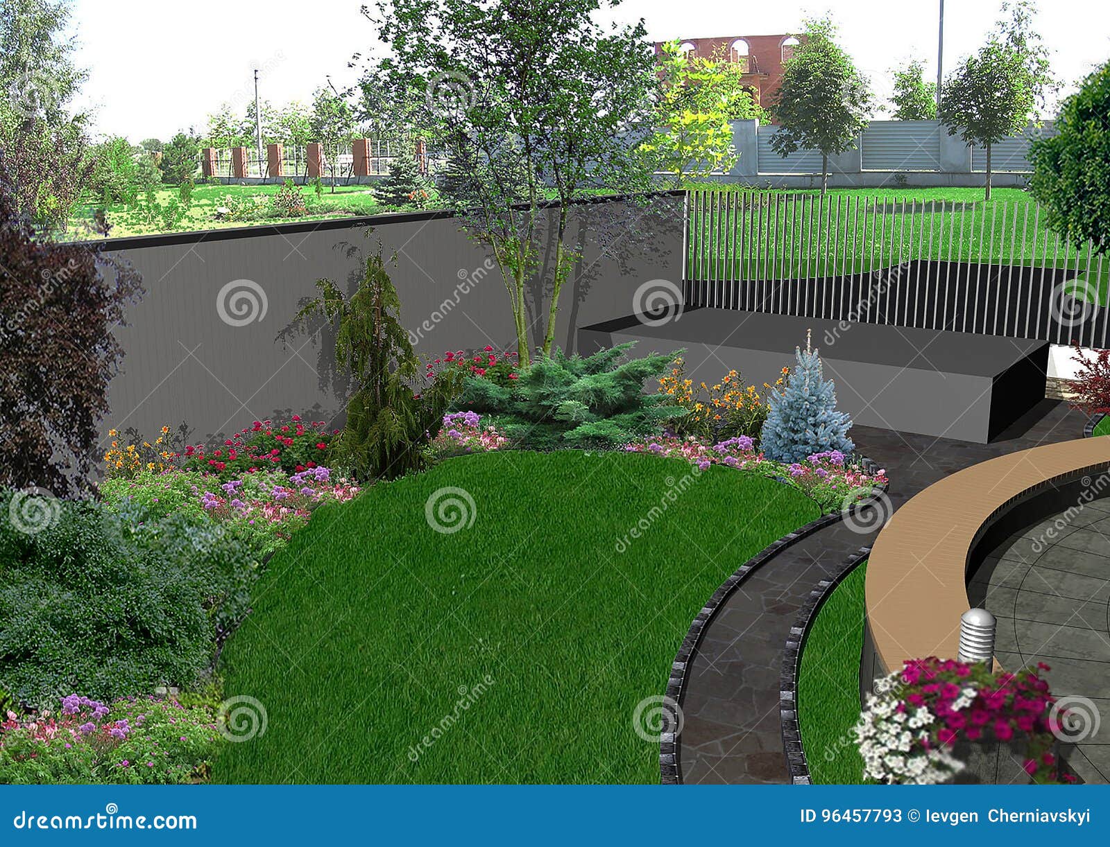 Front Yard Horticultural Background, 3d Render Stock Image - Image of ...