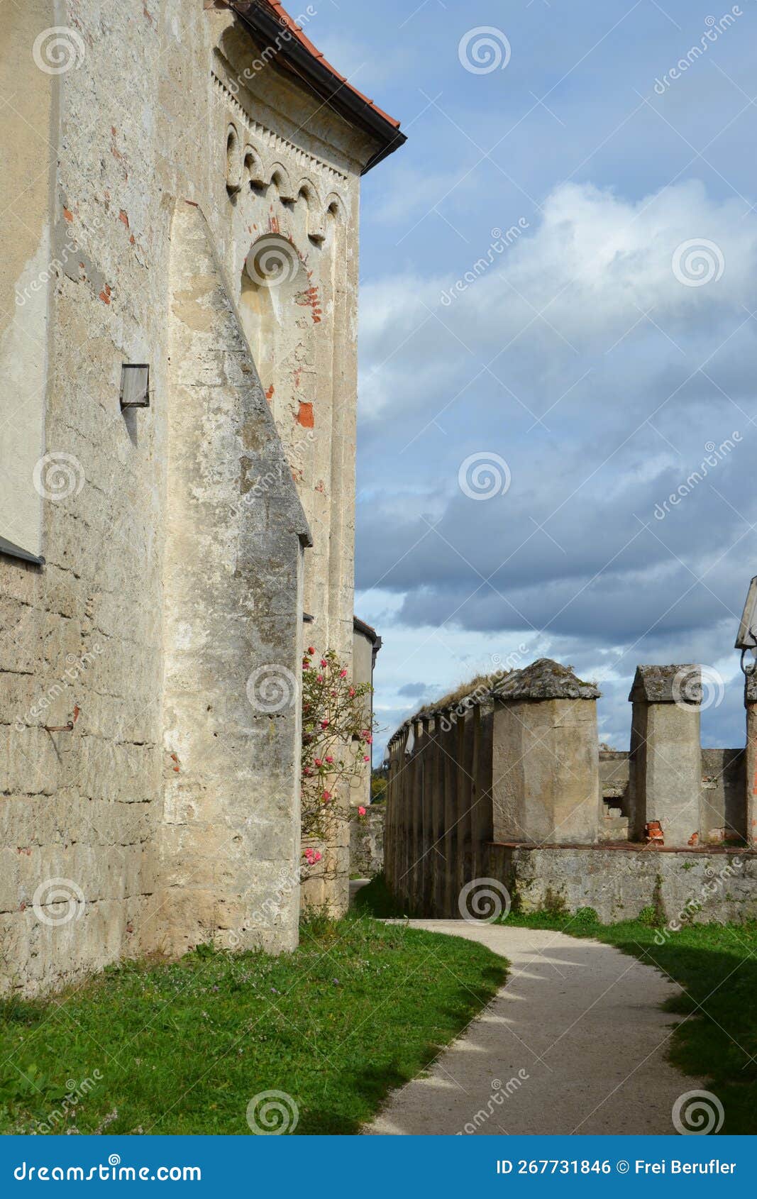 The Front Yard of a Medieval Castle Stock Photo - Image of stone, tower ...
