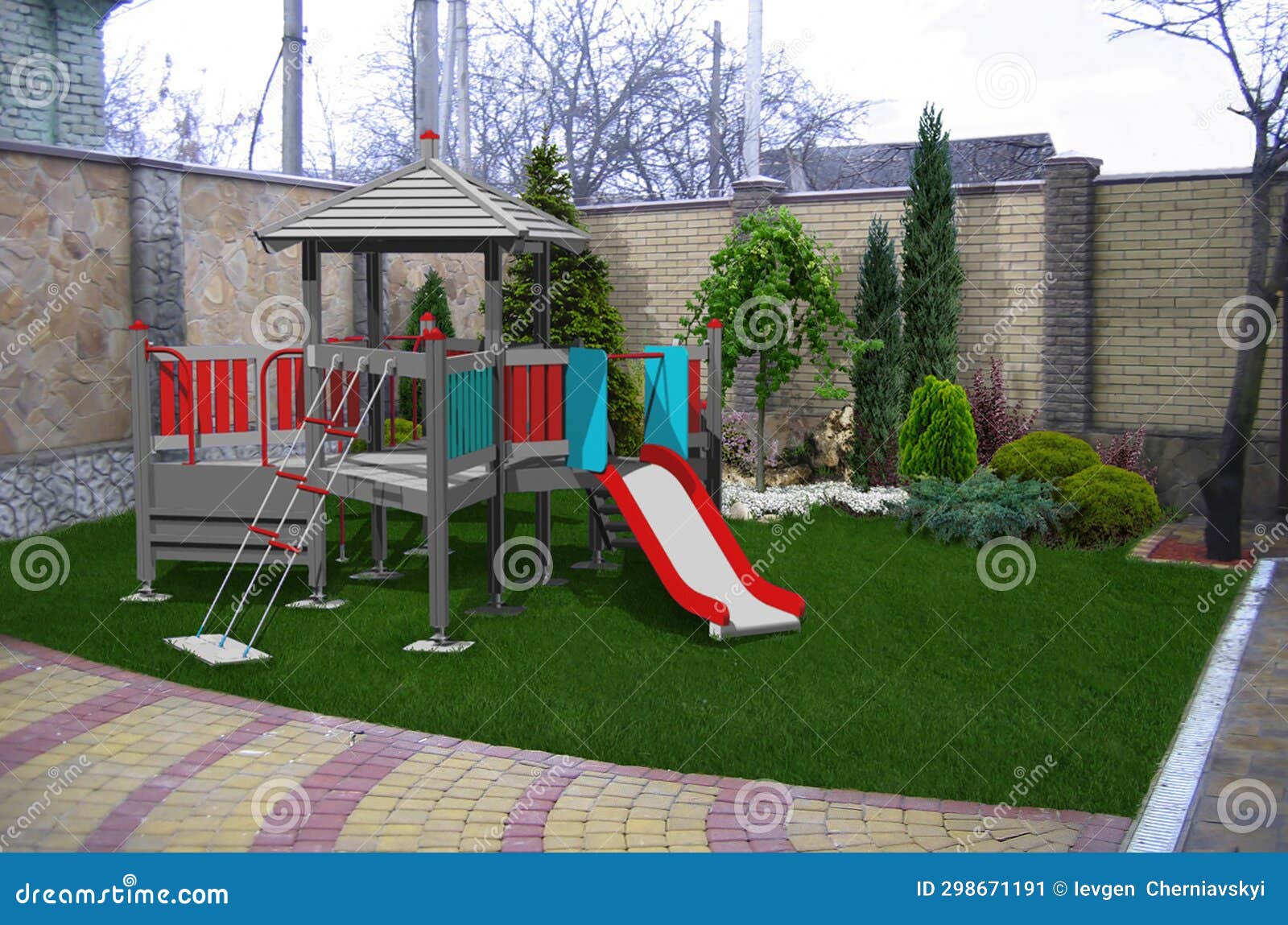 Front Yard with Playground, 3D Visualization Integrated in Current ...