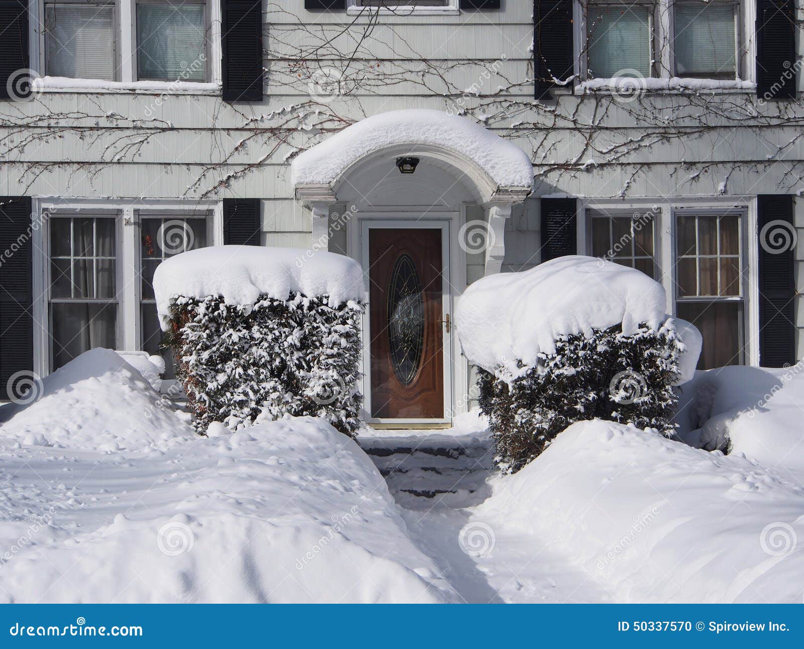 Front Yard after a Snowstorm Stock Photo - Image of path, winter: 50337570