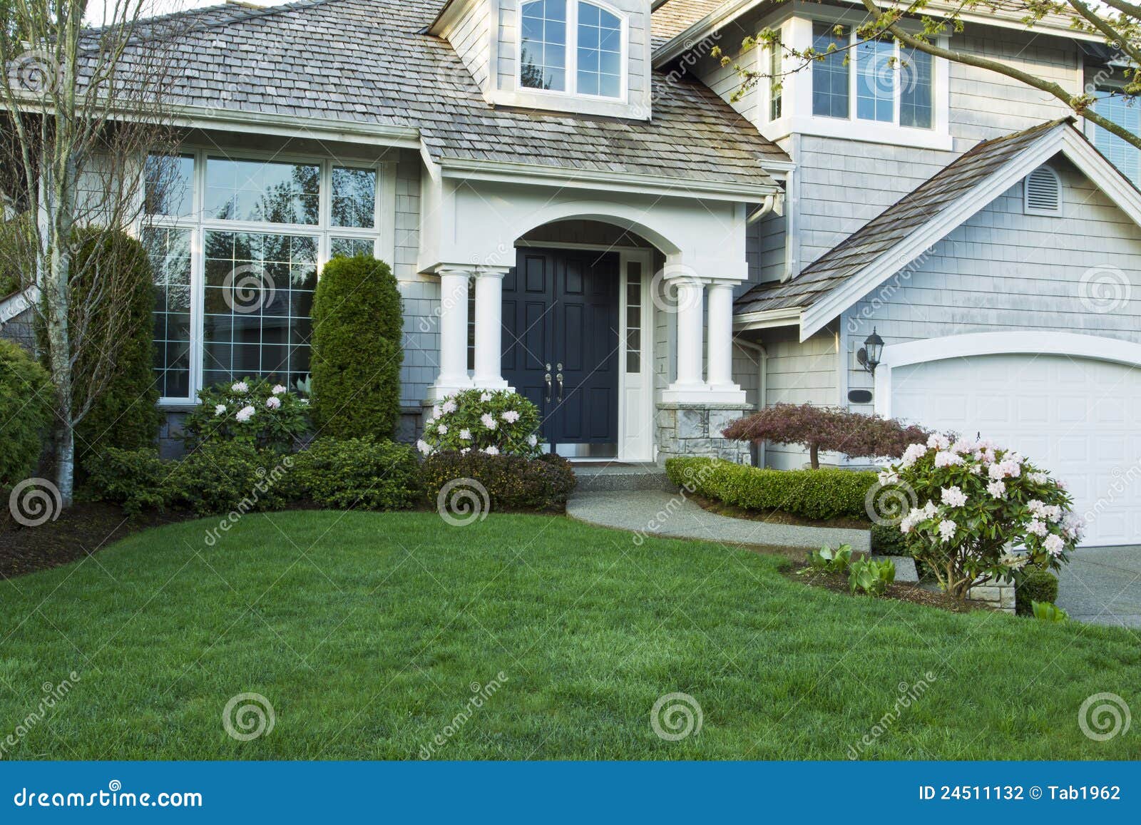 Front Yard in Spring Season Flowers Stock Photo - Image of architecture ...