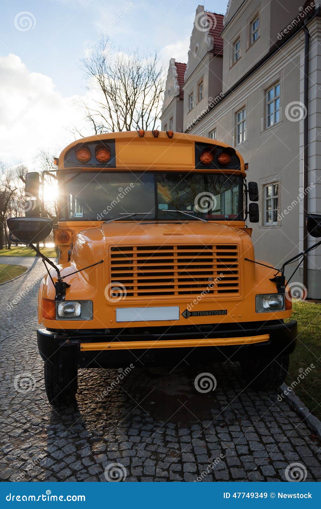 Front of Yellow School Bus stock image. Image of close - 47749349
