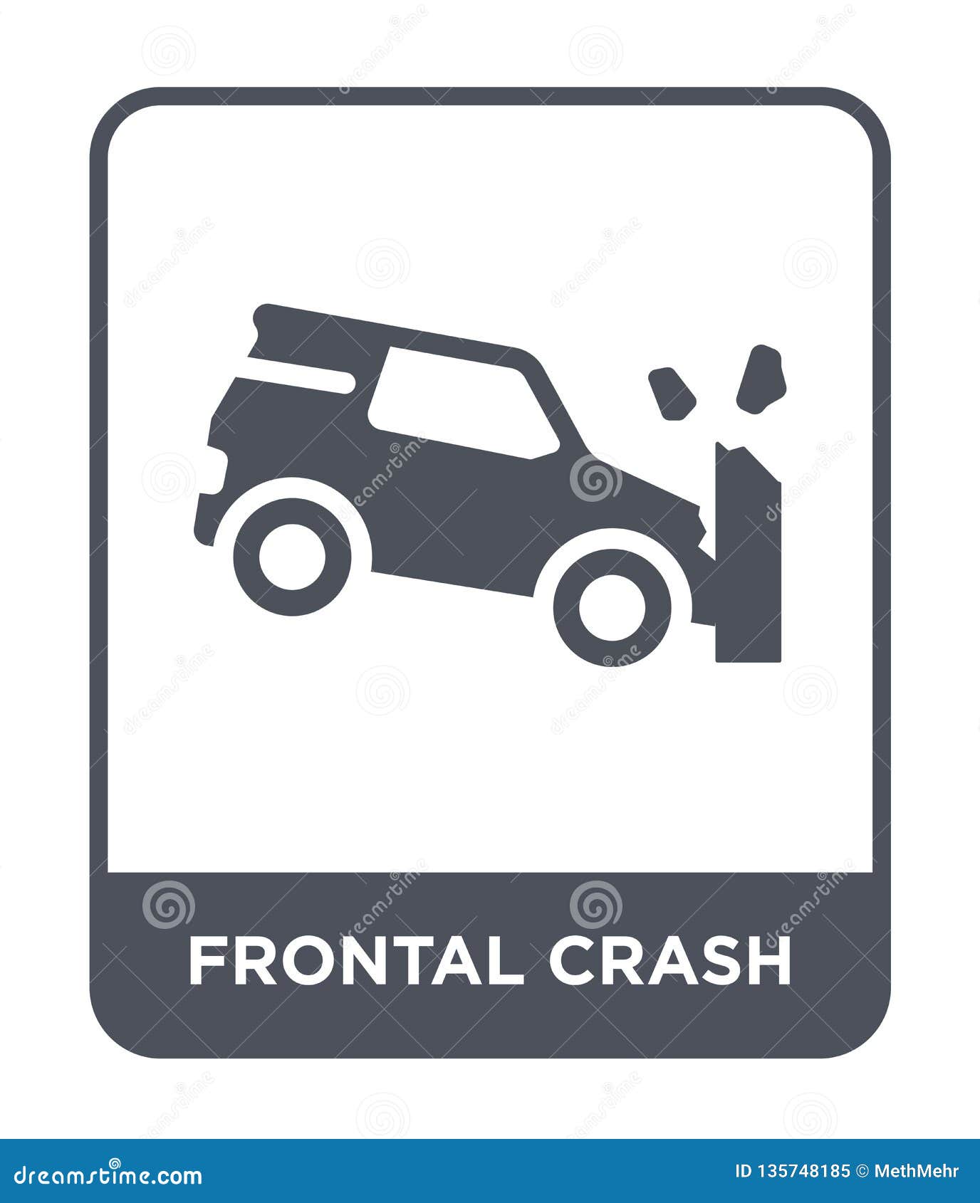 Frontal Crash Icon in Trendy Design Style. Frontal Crash Icon Isolated ...