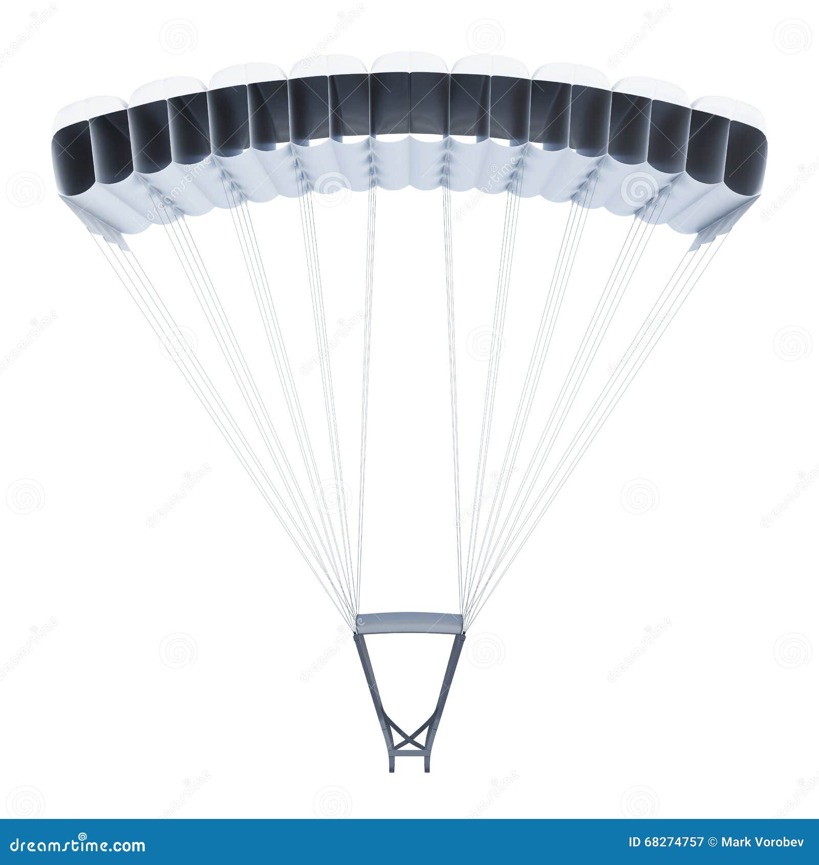Frontal Image of a Parachute on White Background. 3d Rendering Stock ...