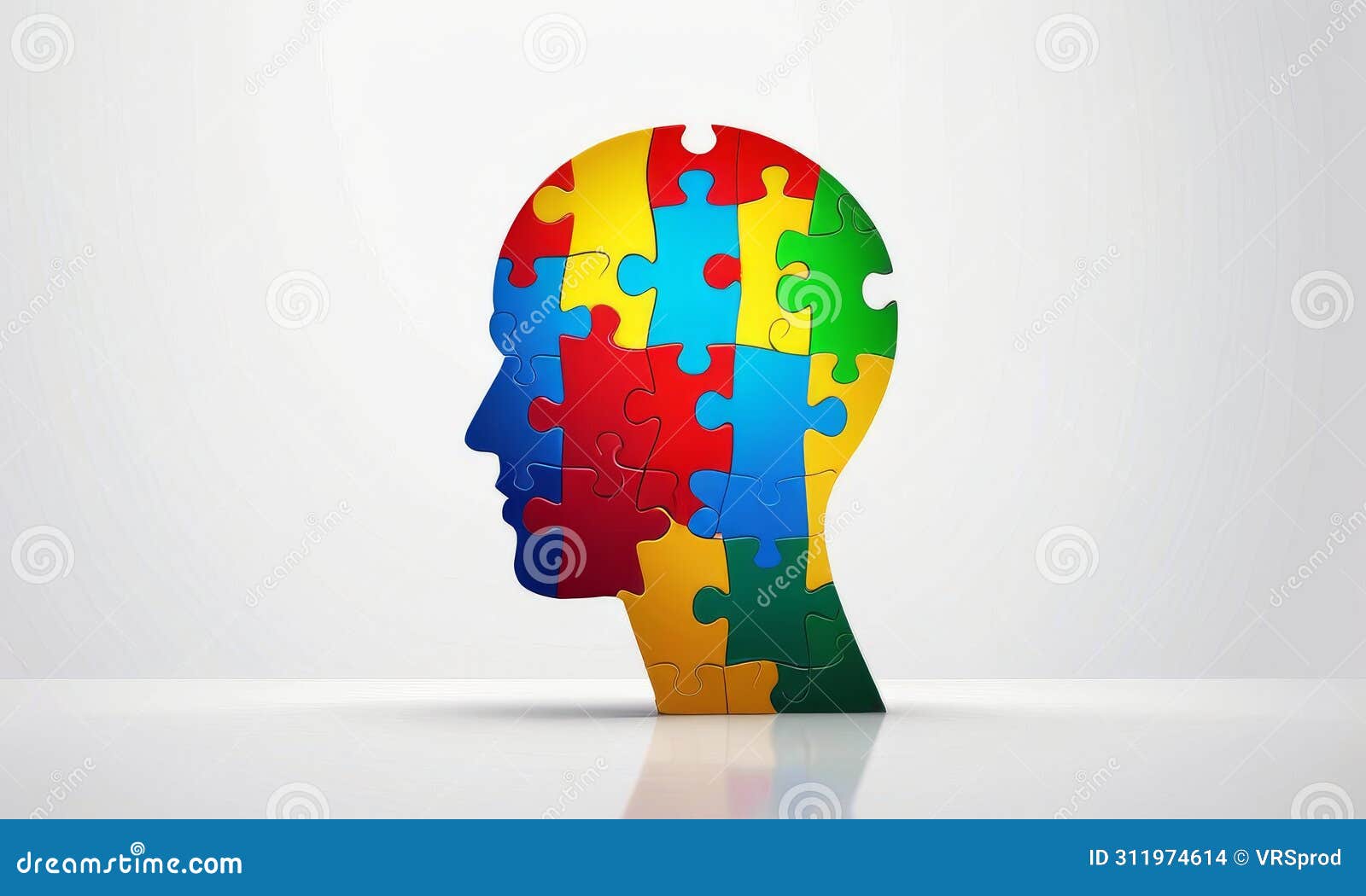 Colorful Cognitive Puzzle Head Stock Photo - Image of mental ...