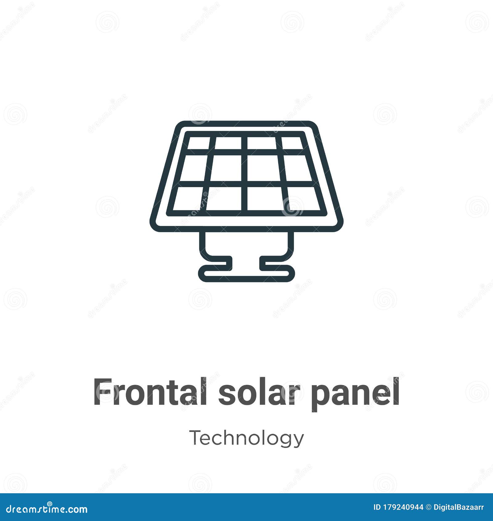 Frontal Solar Panel Outline Vector Icon. Thin Line Black Frontal Solar ...
